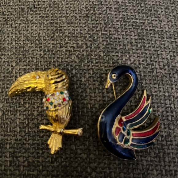 Mi Amore | Jewelry | Bird Lovers 2 Brooches Toucan Unmarked And Swan ...